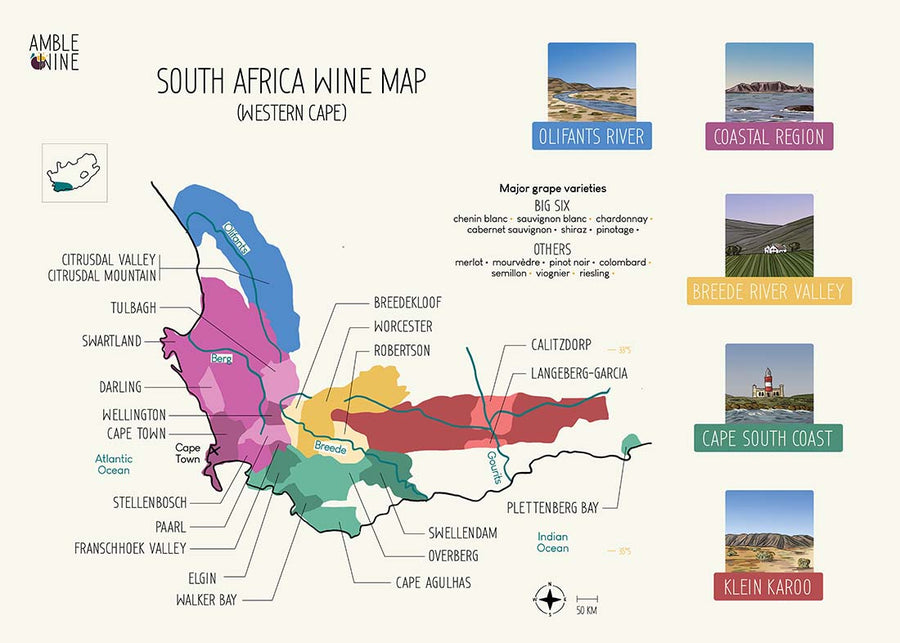 South Africa wine map – Amble Wine